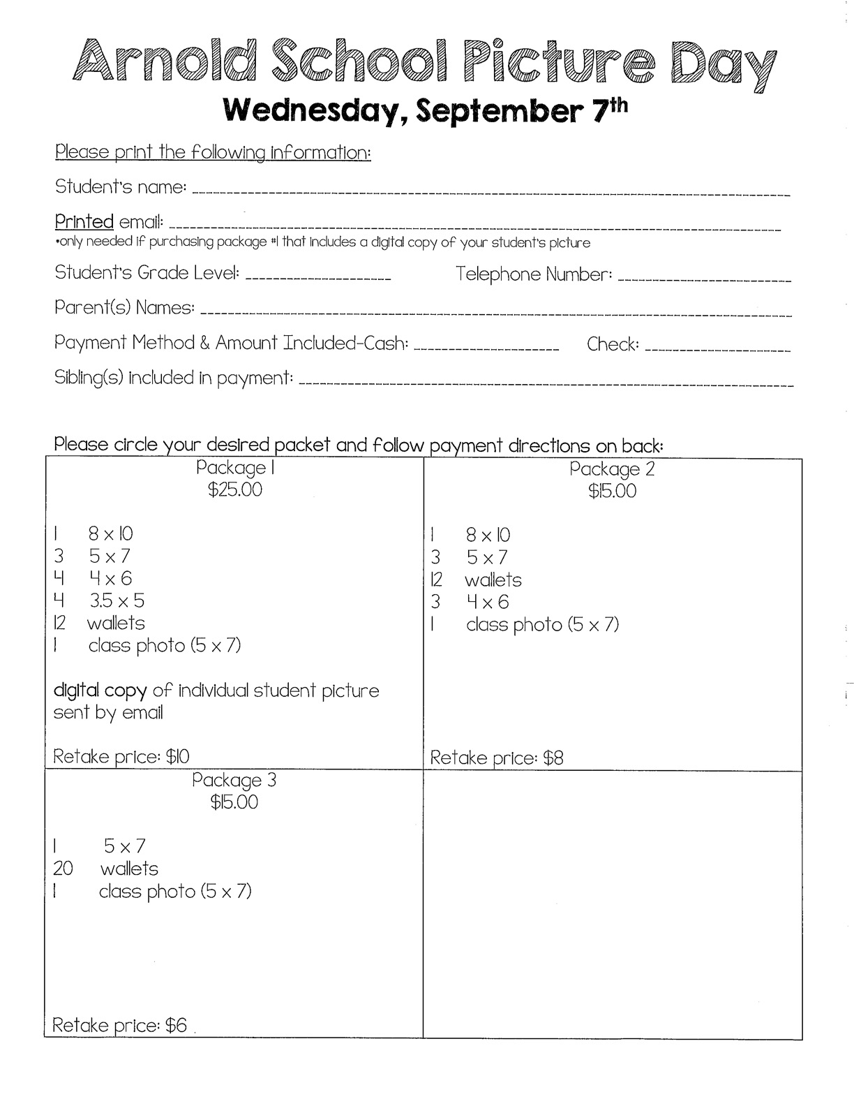 School Picture Day September 7th | Arnold Public Schools